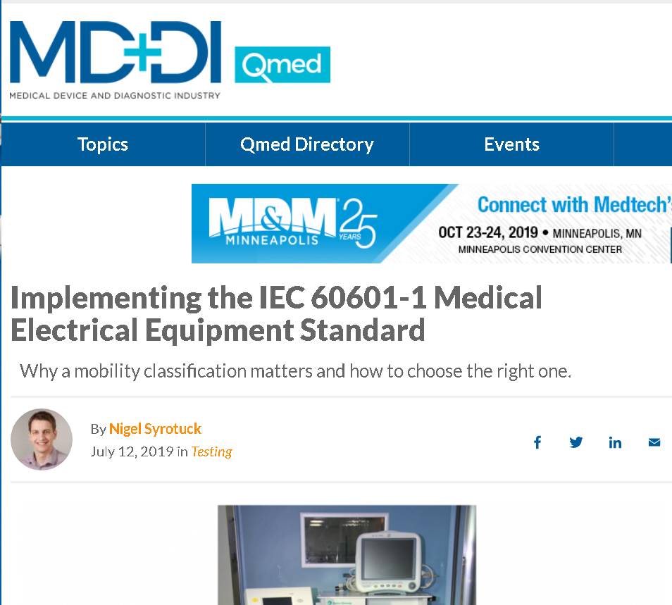 Implementing IEC 60601-1 Mobility Medical Electrical Equipment Standard