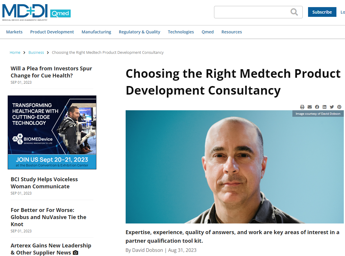 MDDI: Choosing the Right Medtech Product Development Consultancy