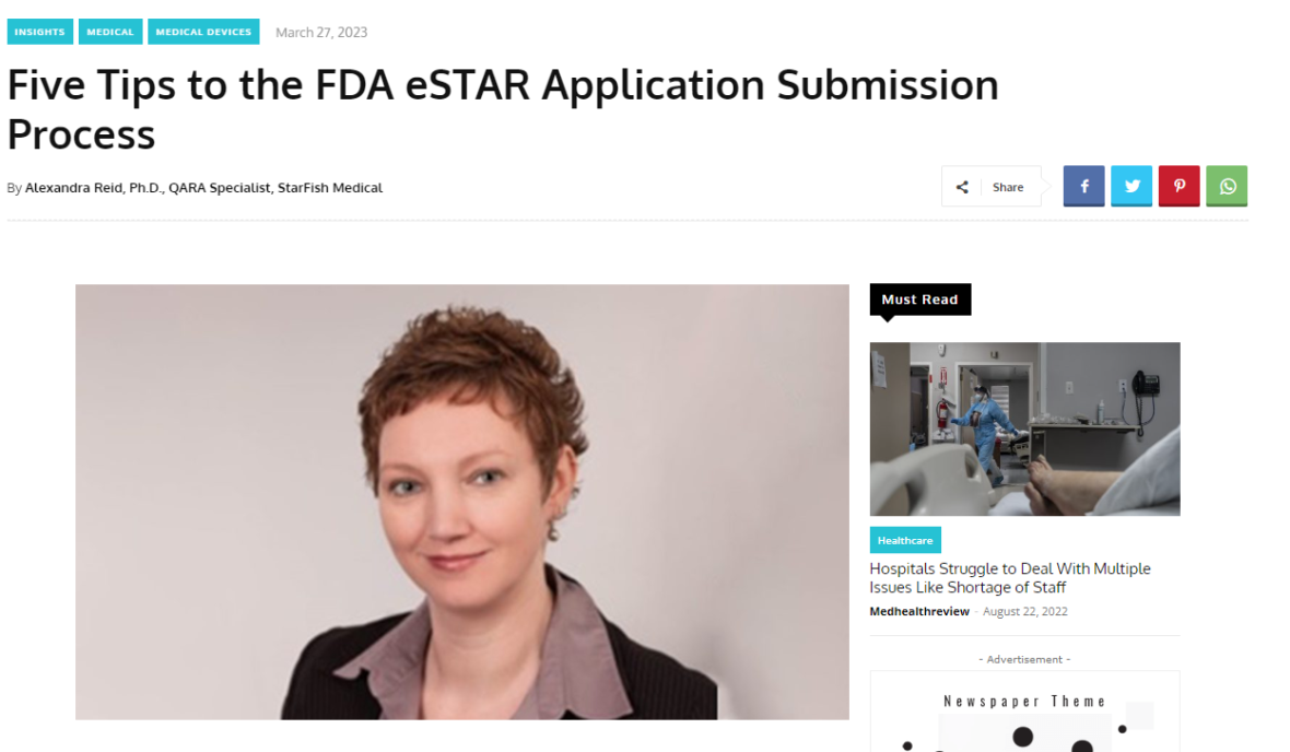 Medhealth Review: Five Tips to the FDA eSTAR Application Submission...