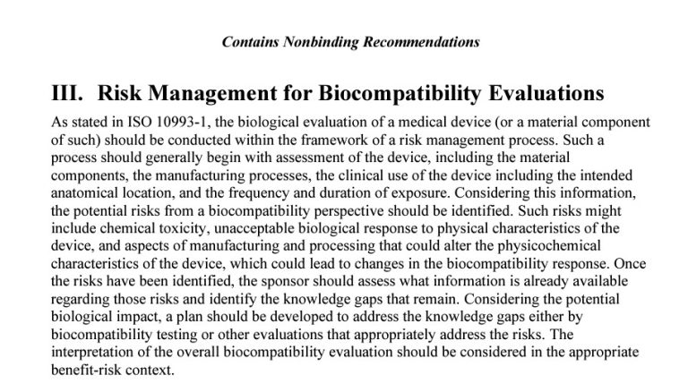 FDA ISO 10993-1 Guidance for Biocompatibility - StarFish Medical